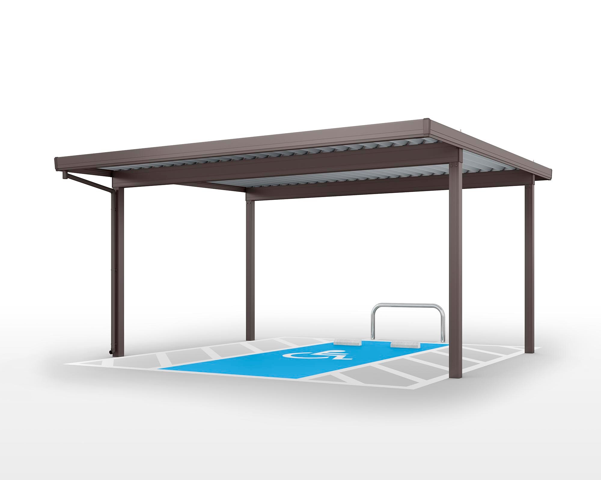 LIXIL ビジネス情報｜画像提供サービス｜カーポートSW_1500タイプ2台用_単体4本柱_55-55型_オータムブラウン